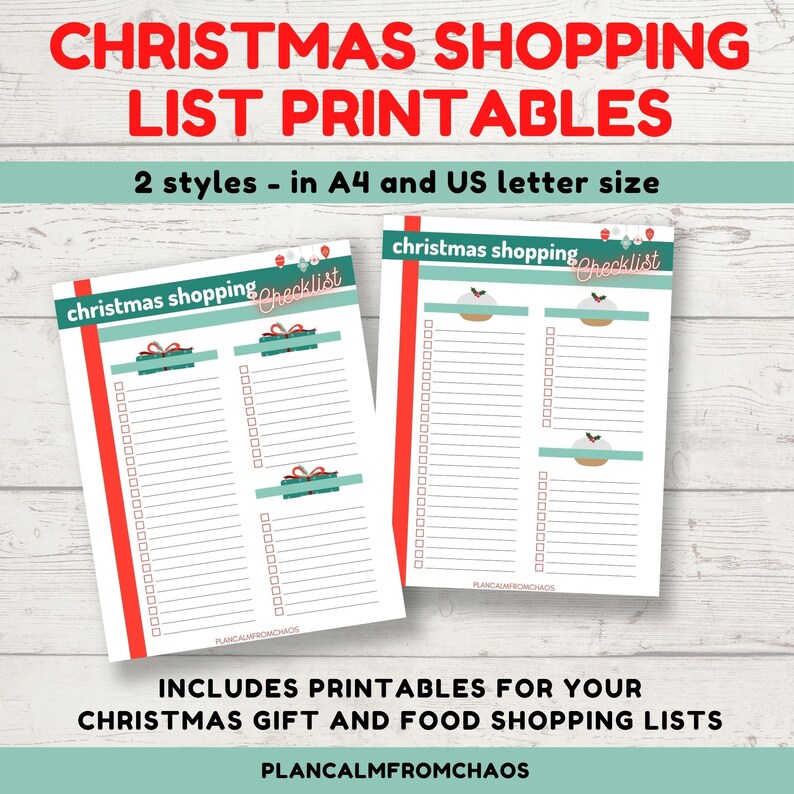 Printable Christmas Shopping Planner Bundle, DIGITAL DOWNLOAD, Gift ...