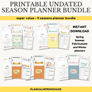 Printable Four Seasons Undated Planner Bundle, DIGITAL DOWNLOAD, 4 ...