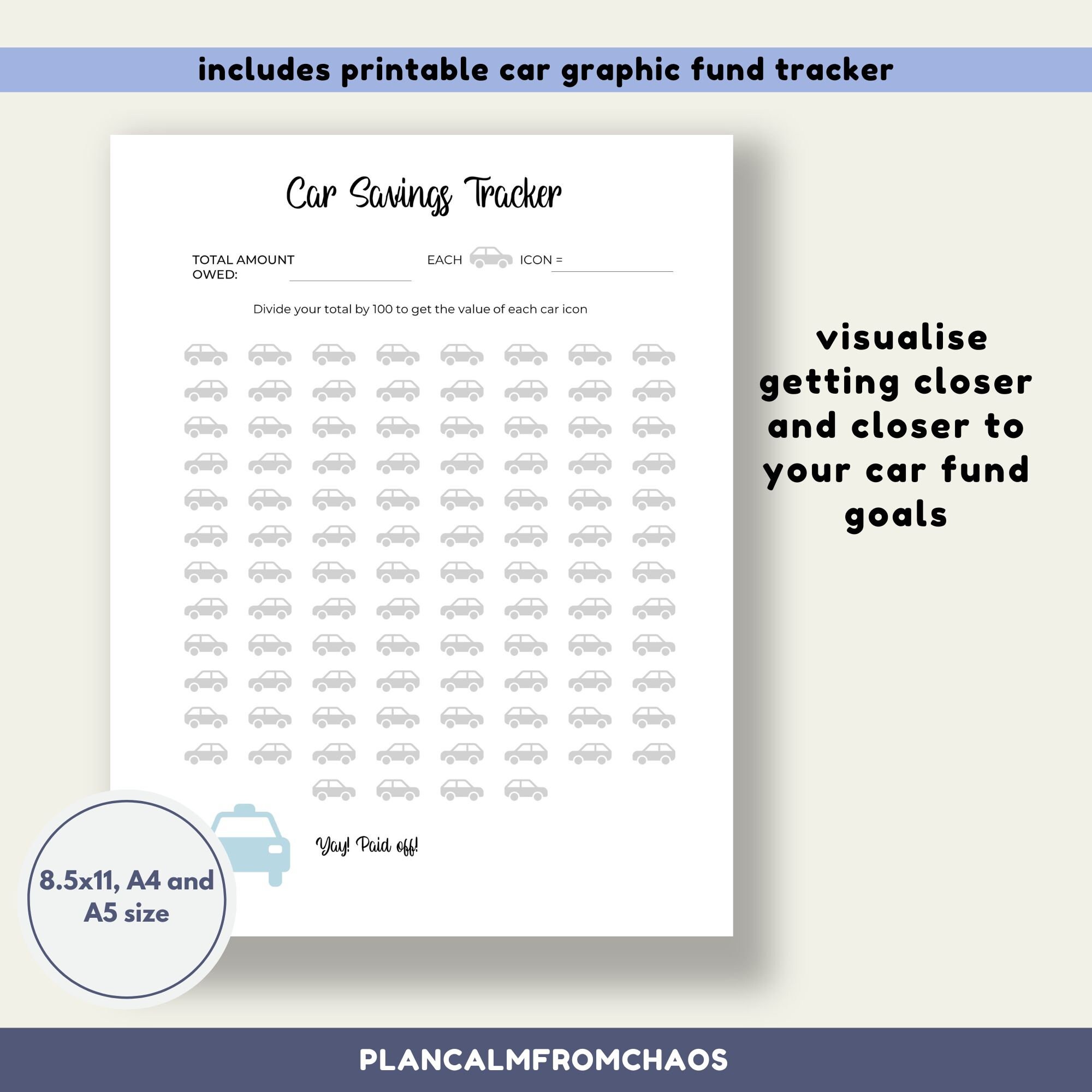 Printable New Car Savings Trackers. DIGITAL DOWNLOAD. Car Fund Trackers ...