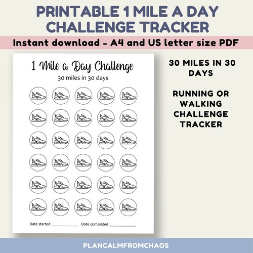 100 Mile Walking/running Challenge Tracker Printable Workout - Etsy