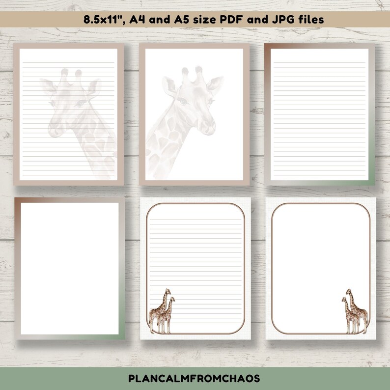 Printable Giraffe Stationery DIGITAL DOWNLOAD Printable - Etsy
