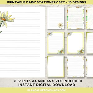 Daisy Printable Stationery DIGITAL DOWNLOAD Printable - Etsy