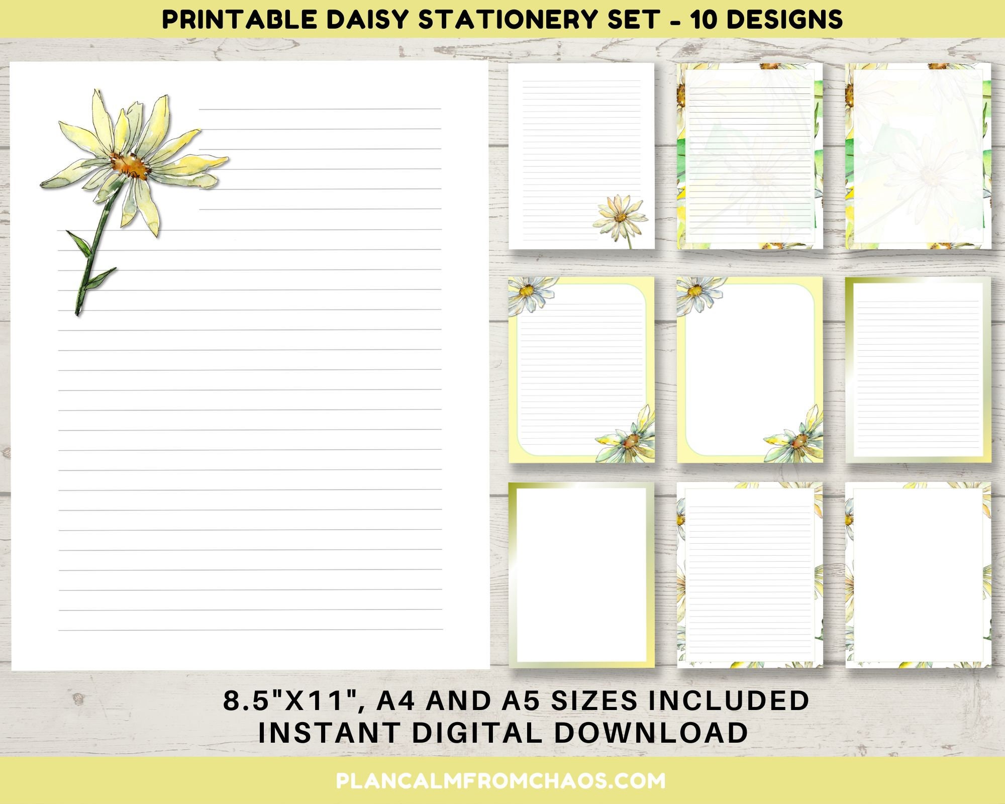 Daisy Printable Stationery DIGITAL DOWNLOAD Printable - Etsy