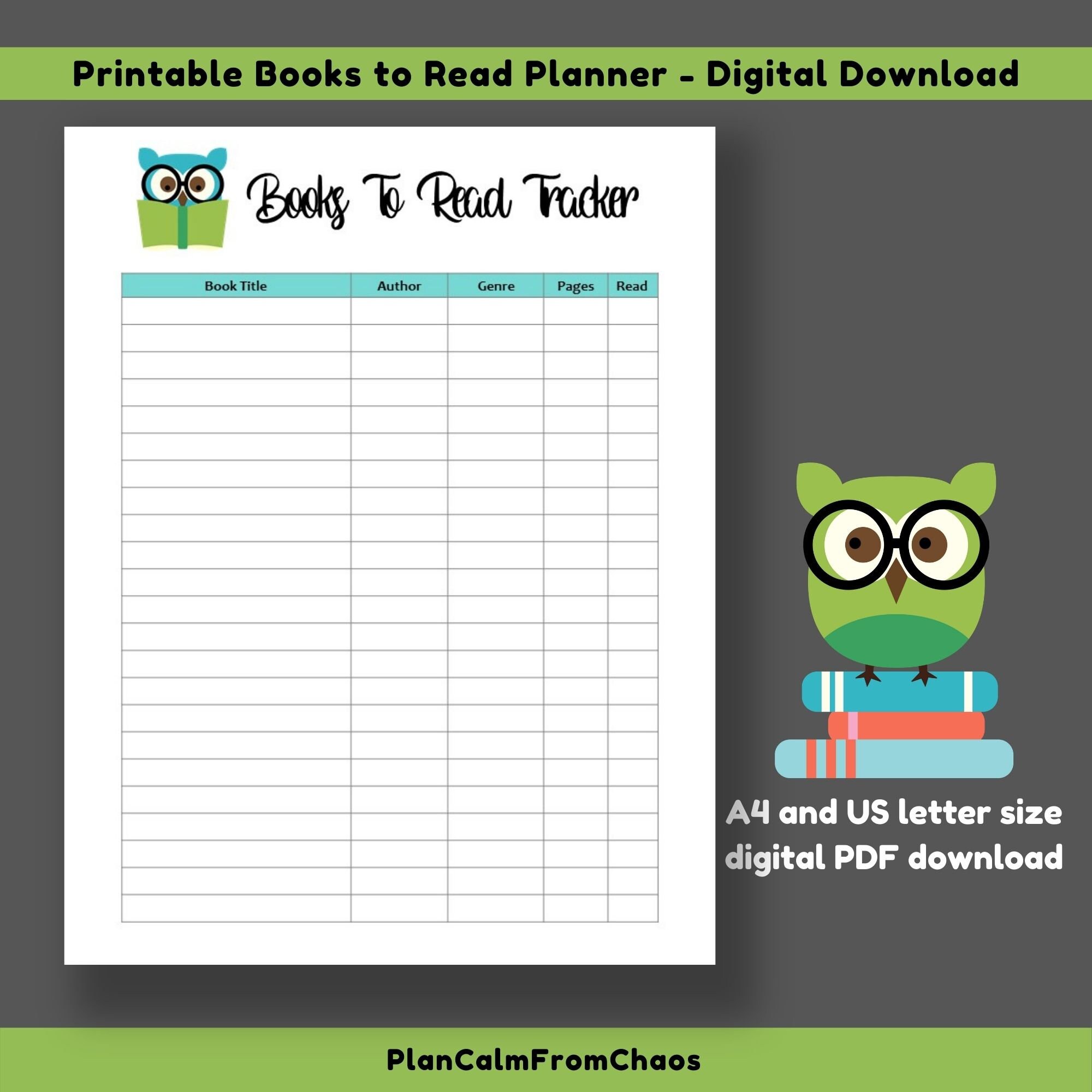 Printable Books to Read Tracker, DIGITAL DOWNLOAD. Keep Track of Your ...