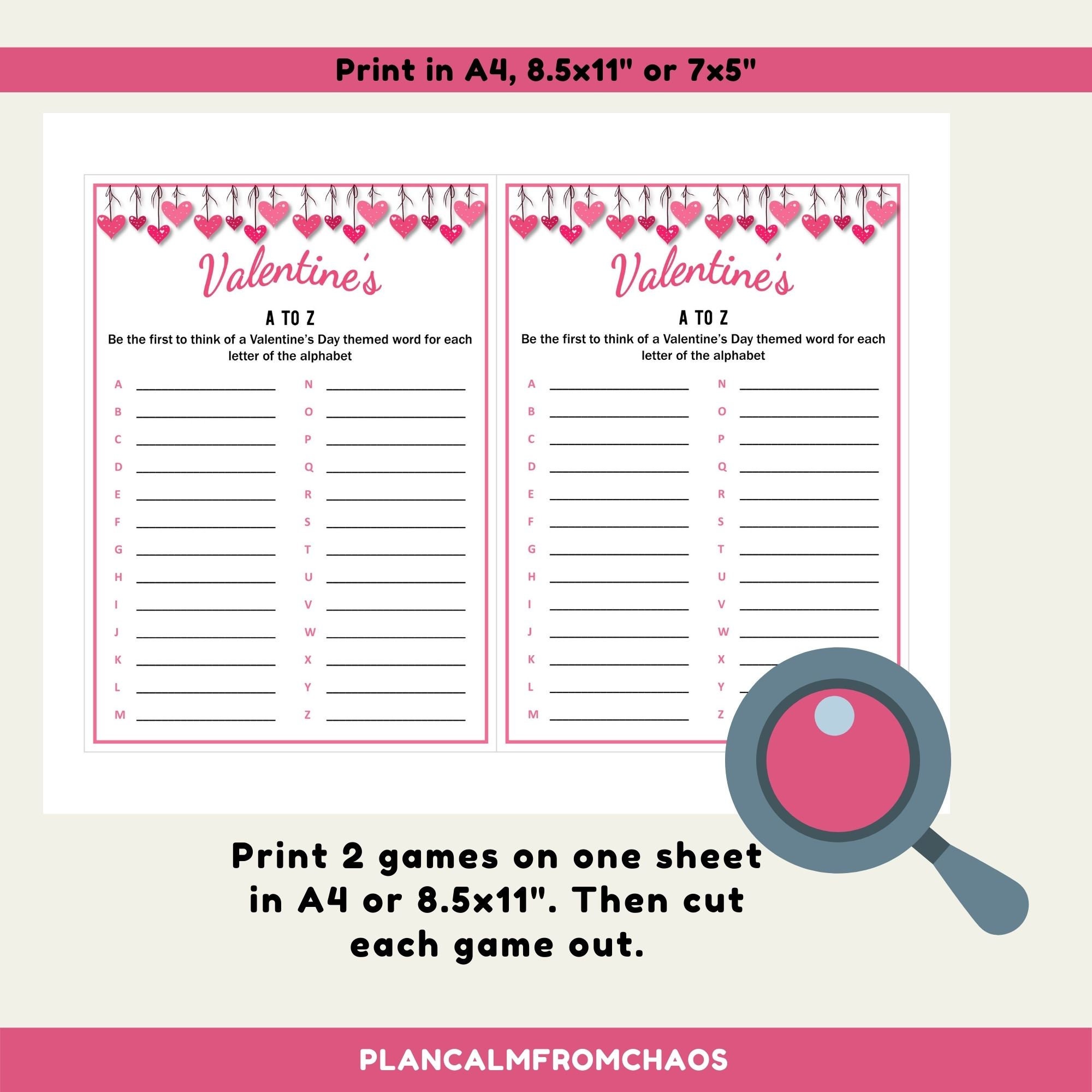 Valentine's Day Printable A to Z Game, DIGITAL DOWNLOAD, Printable ...