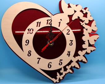 Red Heart Clock - Etsy