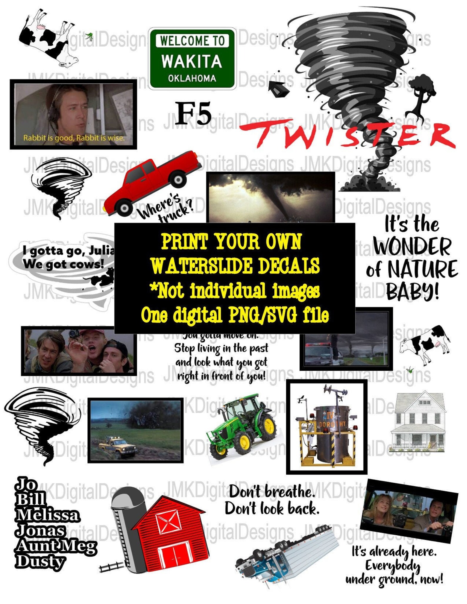 Twister Movie PRINT your own waterslide decals SVG/PNG | Etsy