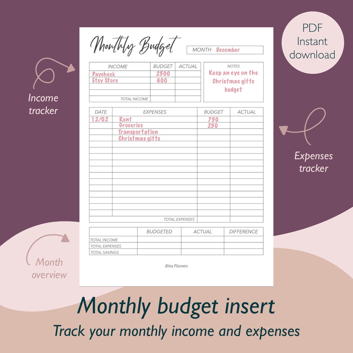 Digital Budget Planner Monthly Budget for Goodnotes Notability Digital ...