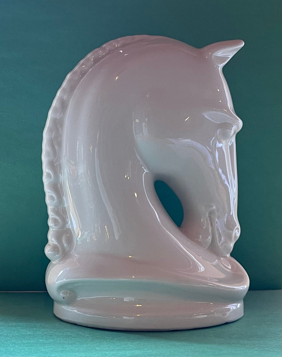 Vintage MCM Deco Style White Ceramic Horse Head - Etsy