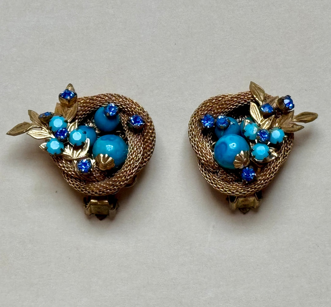 Amazing Vintage Unsigned Miriam Haskell Style Gold Mesh With Rhinestone ...