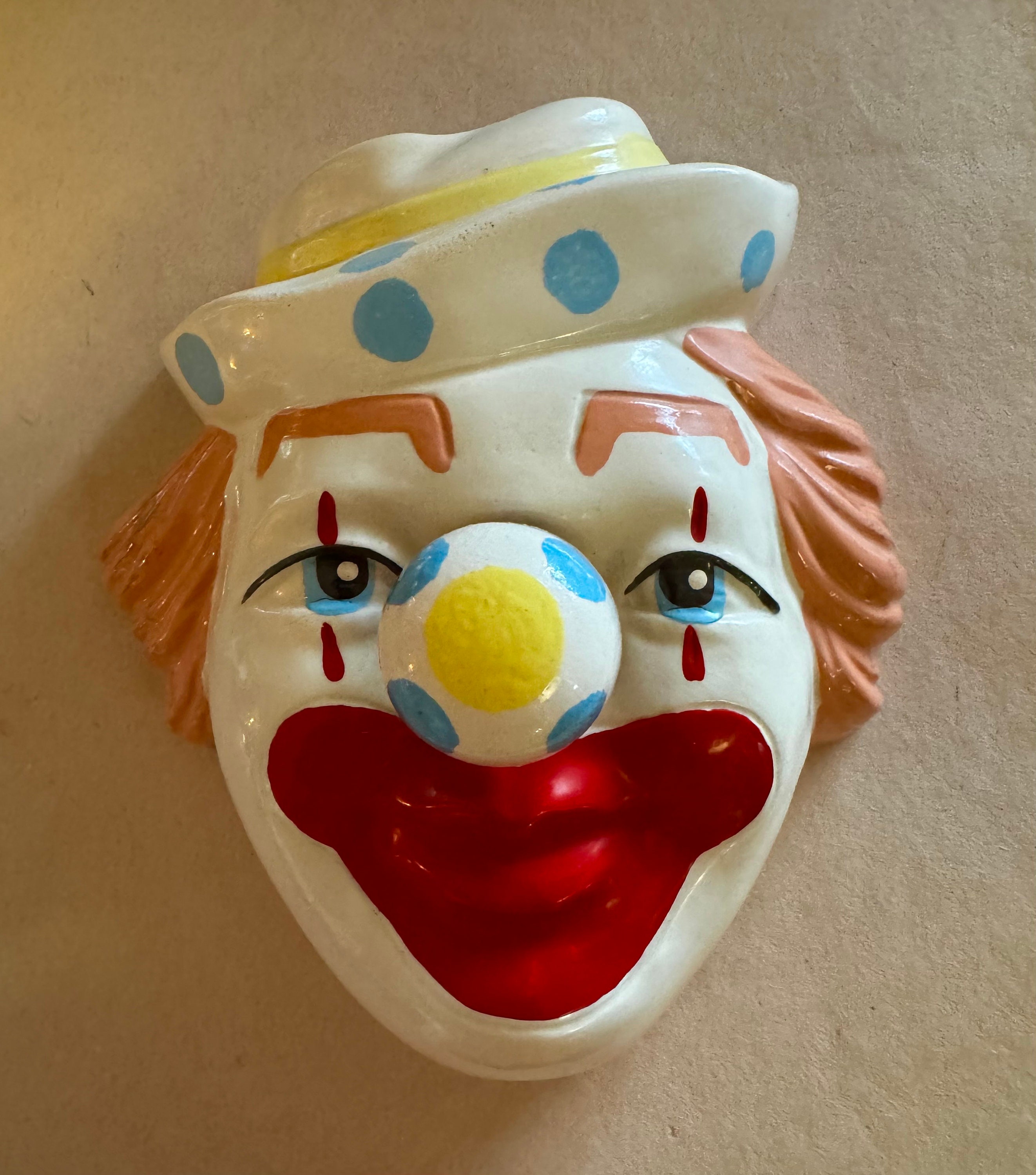 Vintage 1960s Sankyo Ceramic Clown Face With Wind up Nose Music Box ...