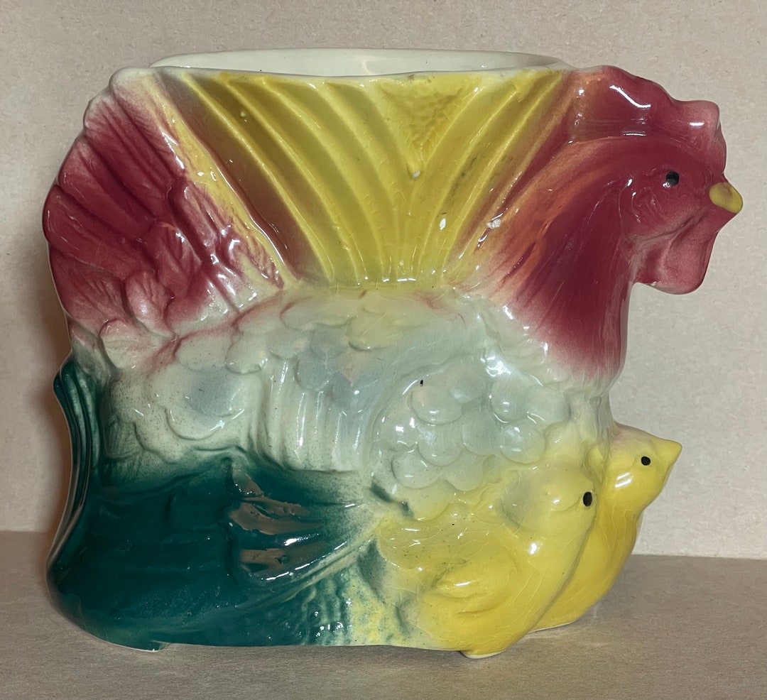 Vintage Royal Copley Hen & Chicks Planter Vase - Etsy