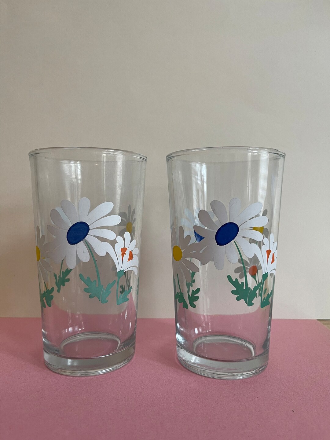 Pair Vintage Firna Indonesia Glass Tumblers With Floral Motif - Etsy