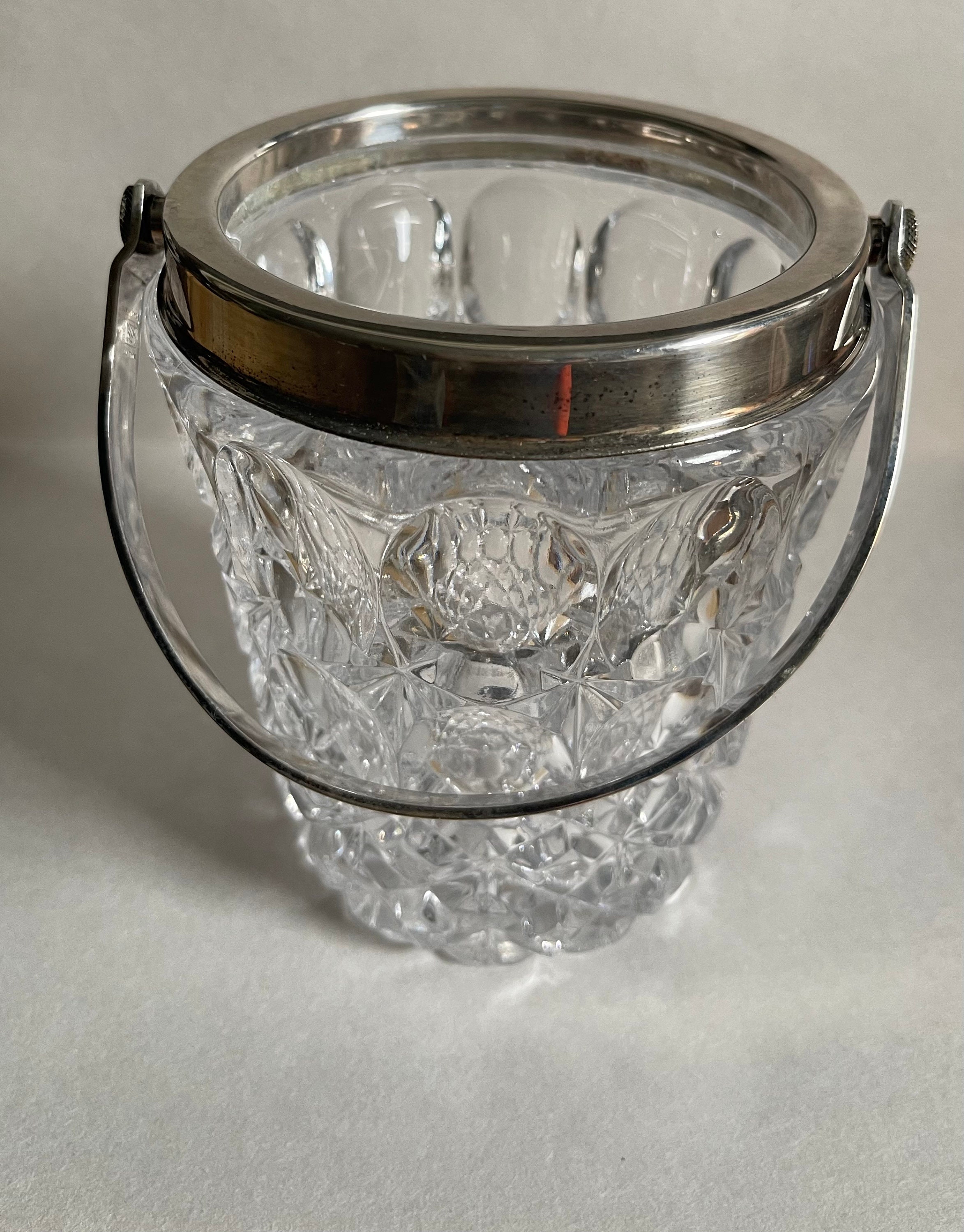 William Adams Italy Silver Plate & Crystal Ice Bucket - Etsy