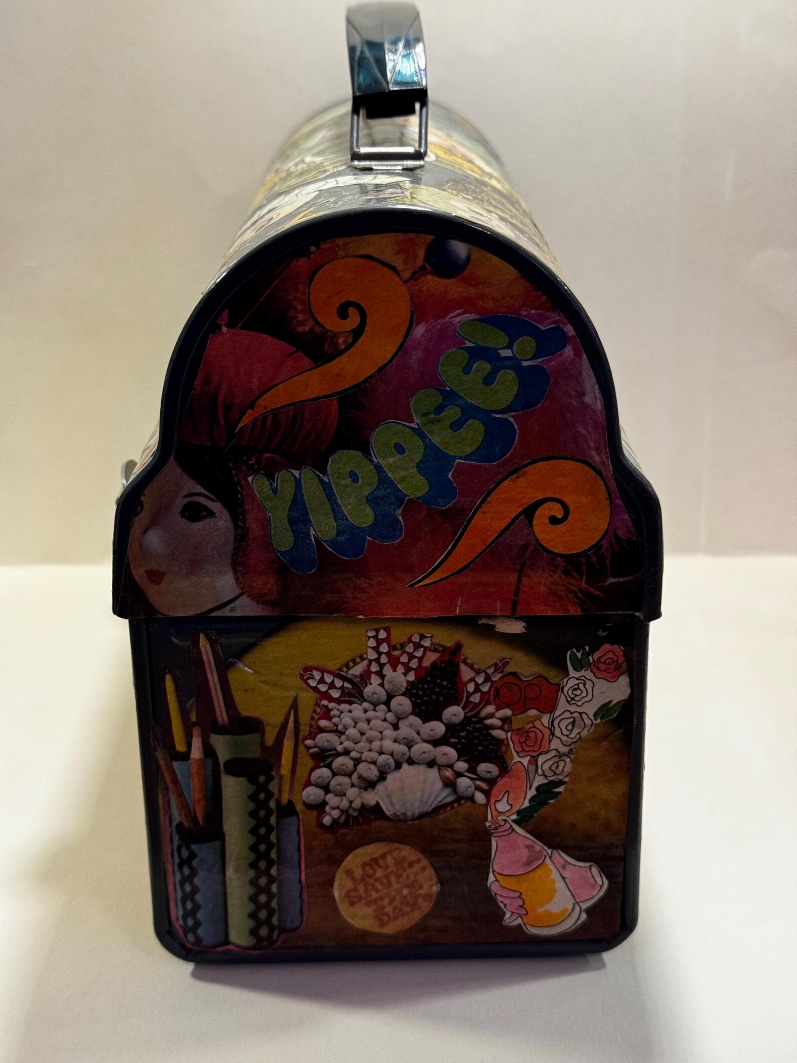 Vintage 1970s Funky Decoupaged Domed Metal Boho Lunch Box. - Etsy