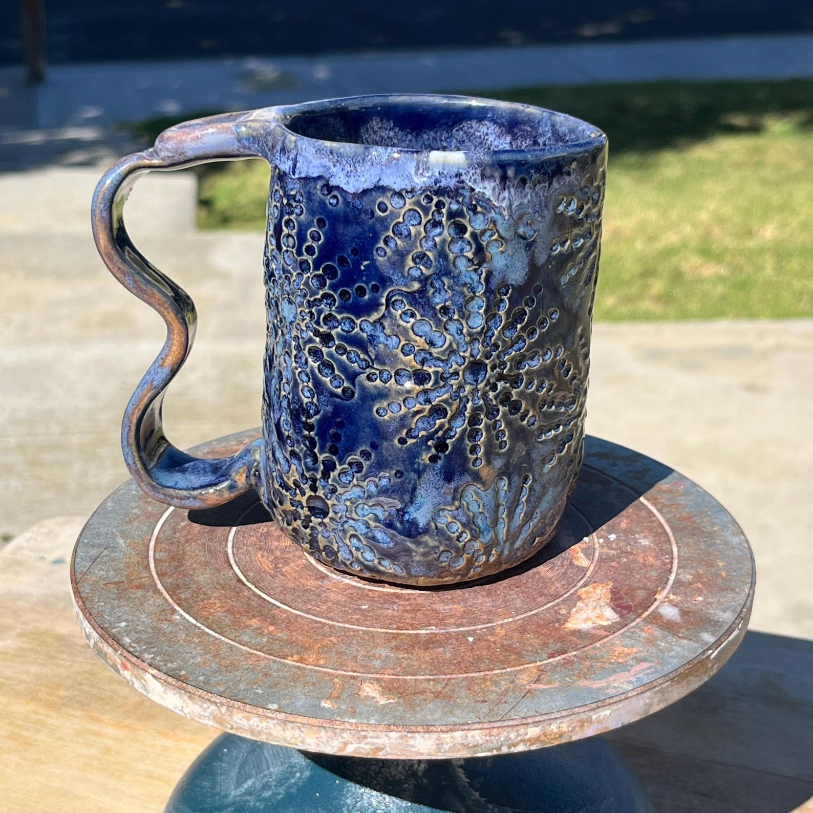 Blue Bubble Burst Ceramic Mug - Etsy