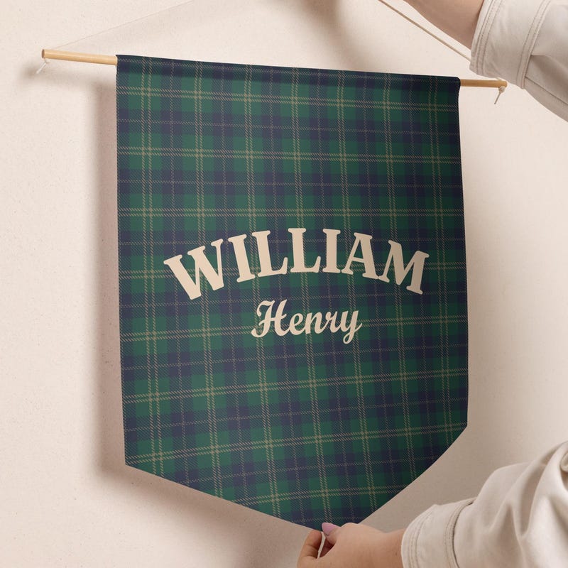 Plaid Banner Name - Etsy