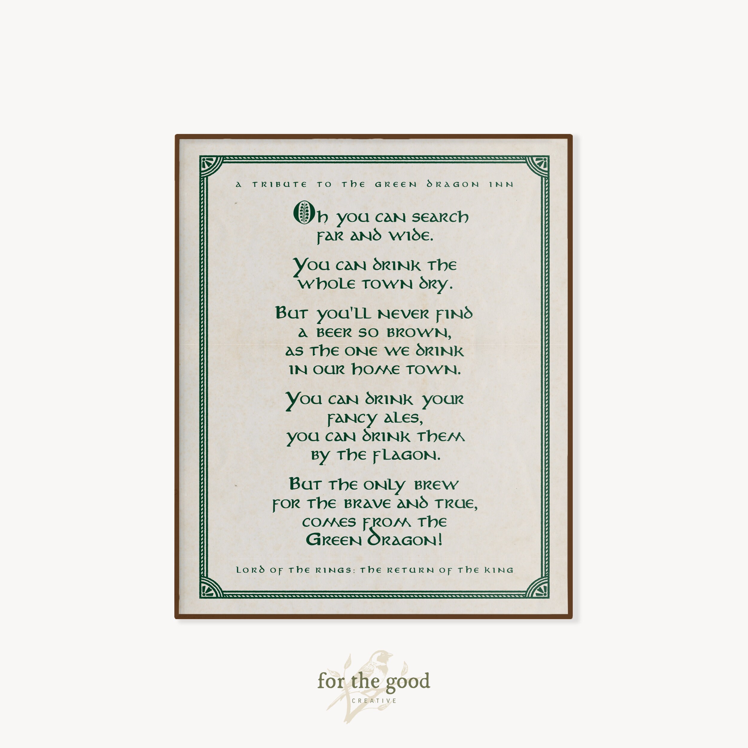 The Green Dragon Tolkien Poster Digital Download - Etsy