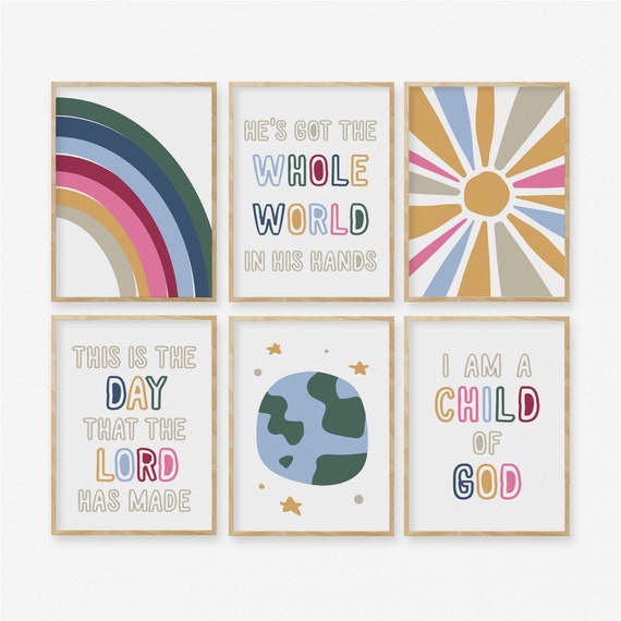 Kids and Nursery Bright Christian Digital Download Set of 6 | Etsy