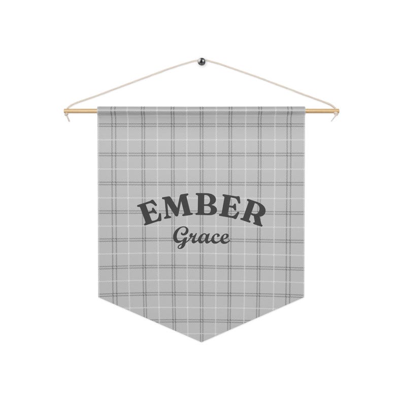 Custom Name Plaid Pennant Banner | Tartan Nursery Baby Name Wall Art ...