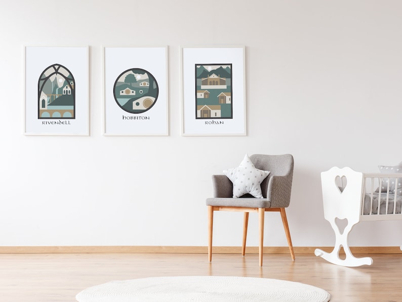 Tolkien Rivendell Hobbiton Rohan Poster Illustrations Digital | Etsy