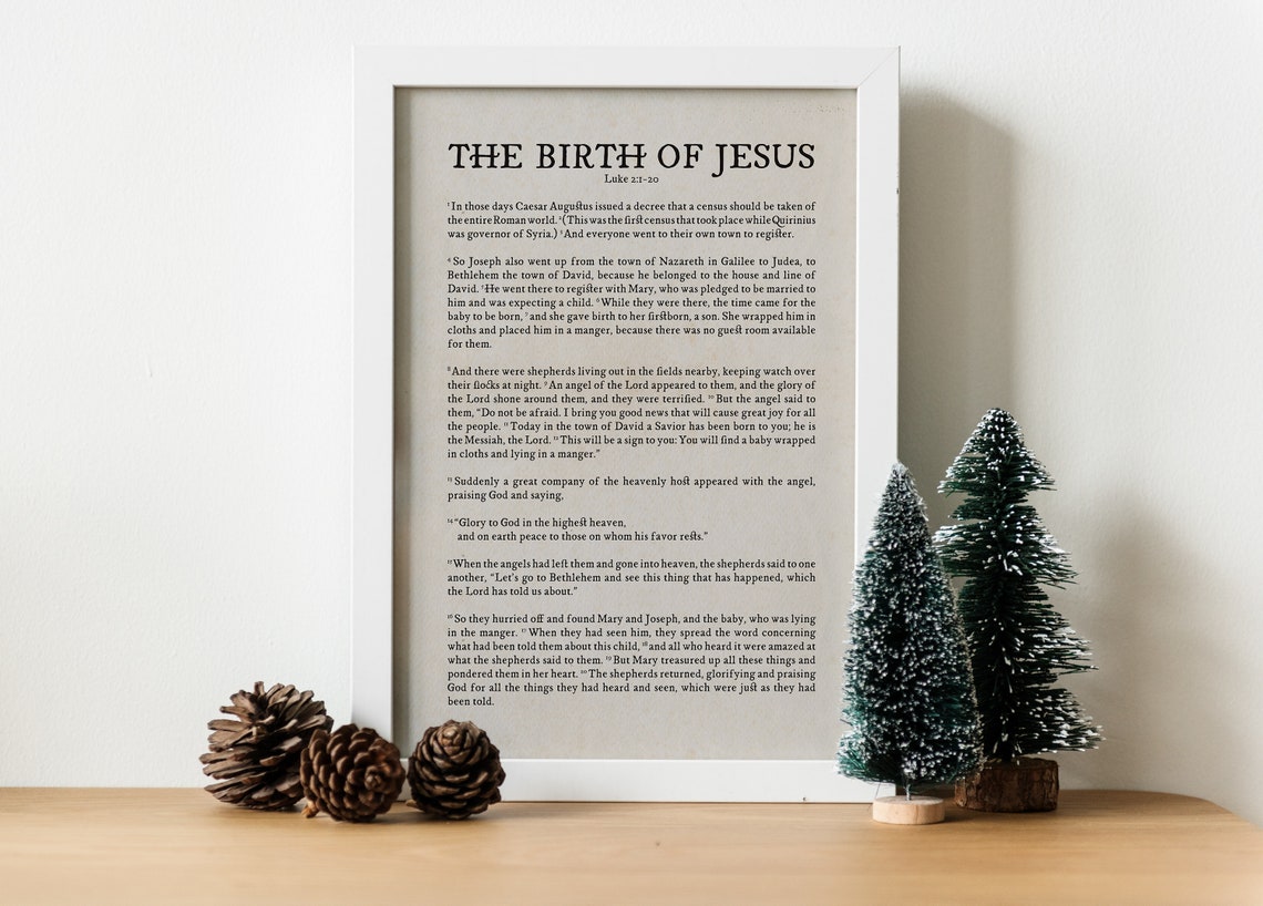 The Birth of Jesus Christmas Bible Passage Wall Art Digital | Etsy