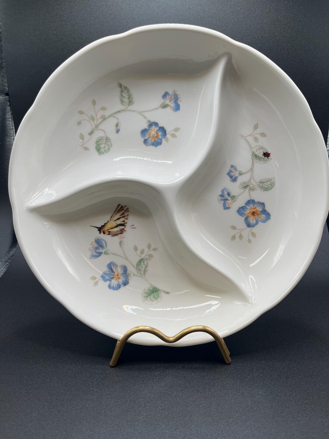 Lenox "butterfly Meadow" 3-part Round Divided Server - Etsy