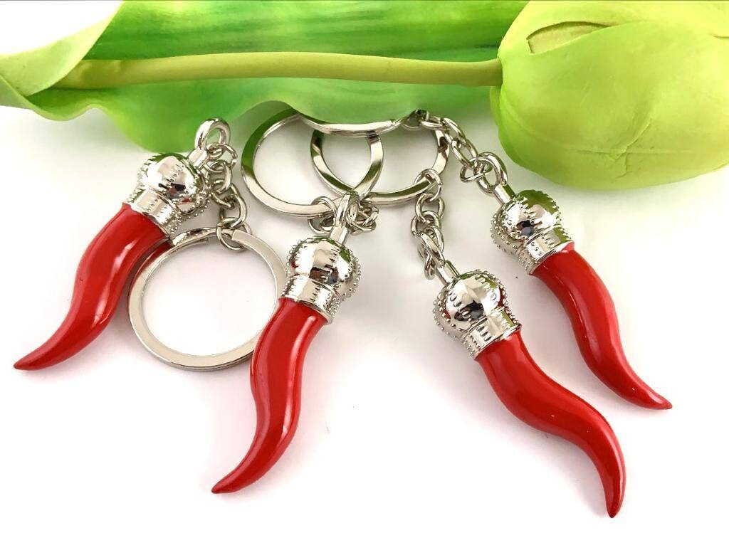 Cornicello Horn Keychain Italian Red Horn Keychain Cornetto - Etsy