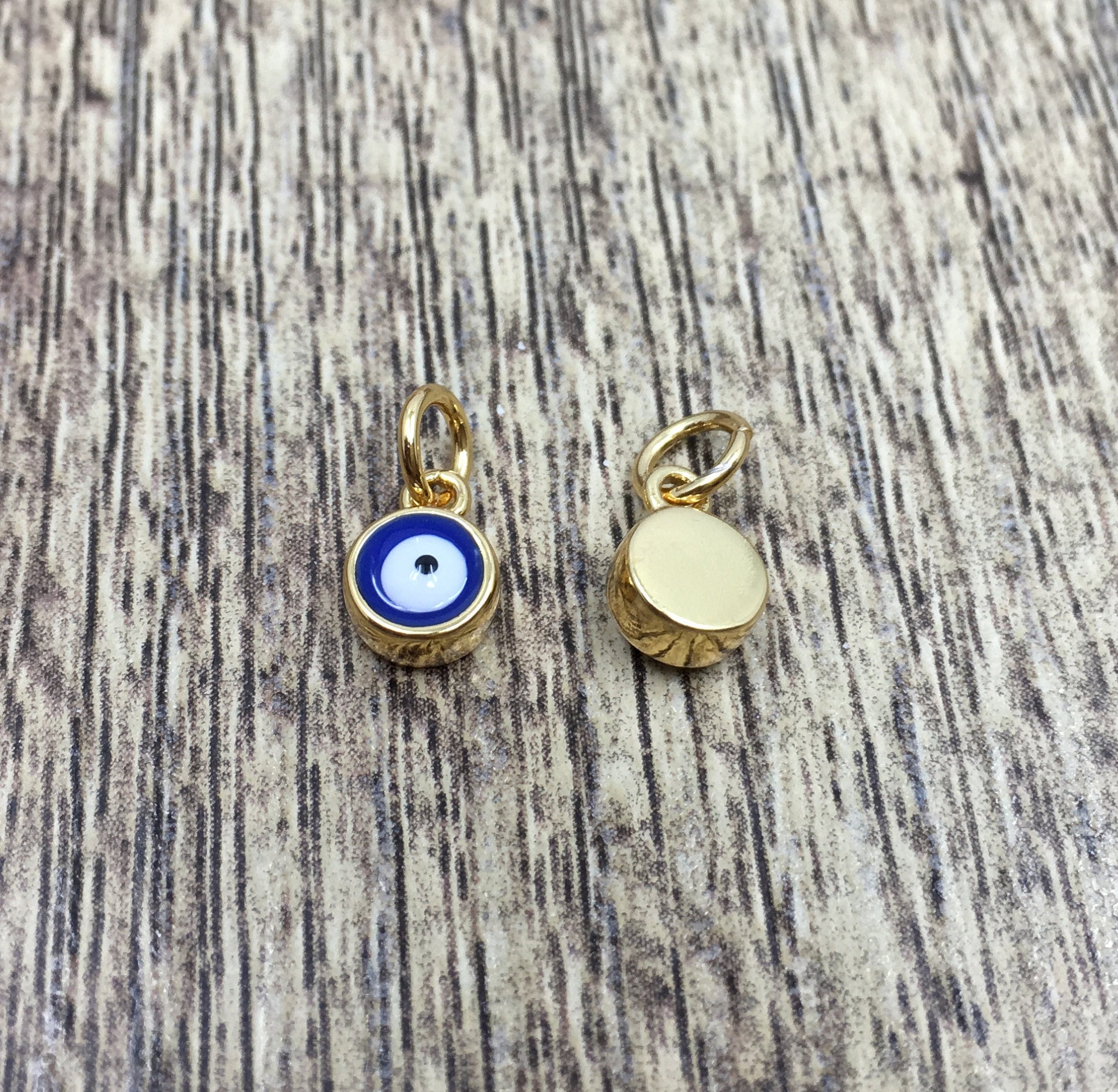 Evil Eye Charm, Blue Evil Eye Charm, Round Navy Blue Evil Eye Charm ...