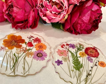 Coasters With Real Dried Flowers Gift Home Décor Flower - Etsy
