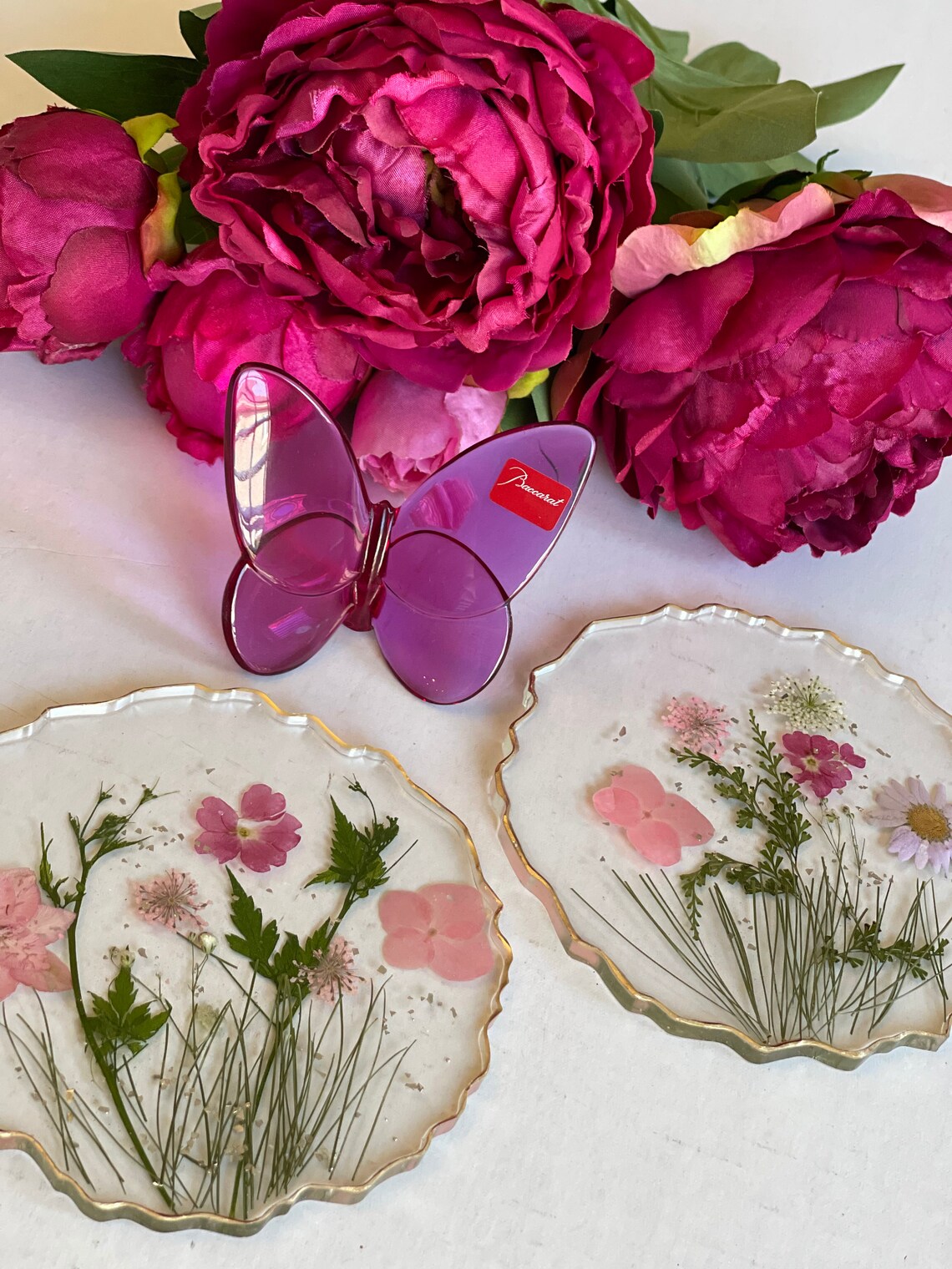 Coasters With Real Dried Flowers, Gift , Home Décor , Flower Coaster ...