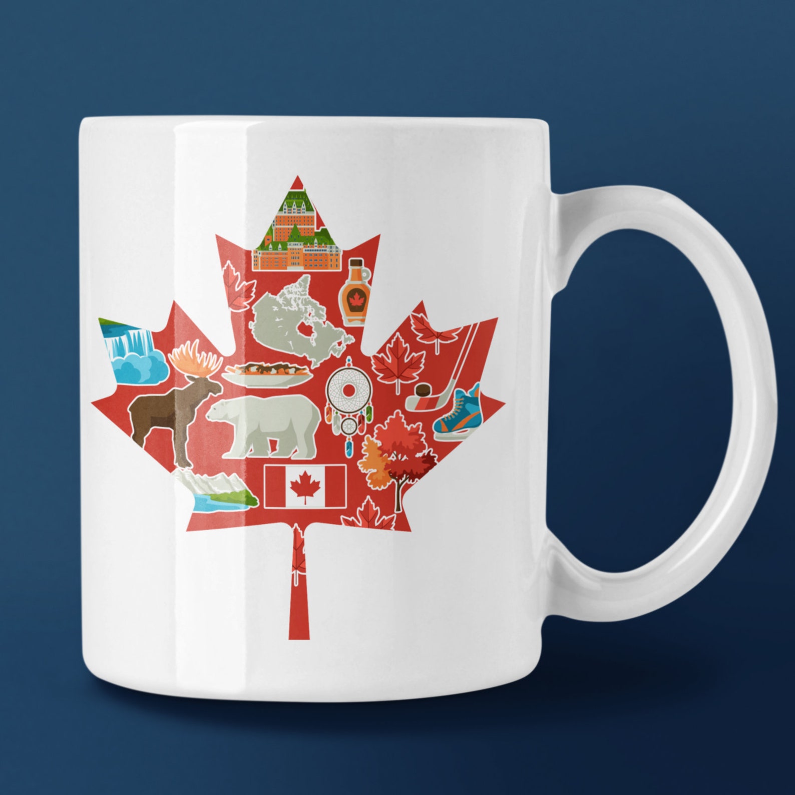 Canada Mug, Maple Leaf Mug, Canada Day Gift, Symbols of Canada Coffee ...