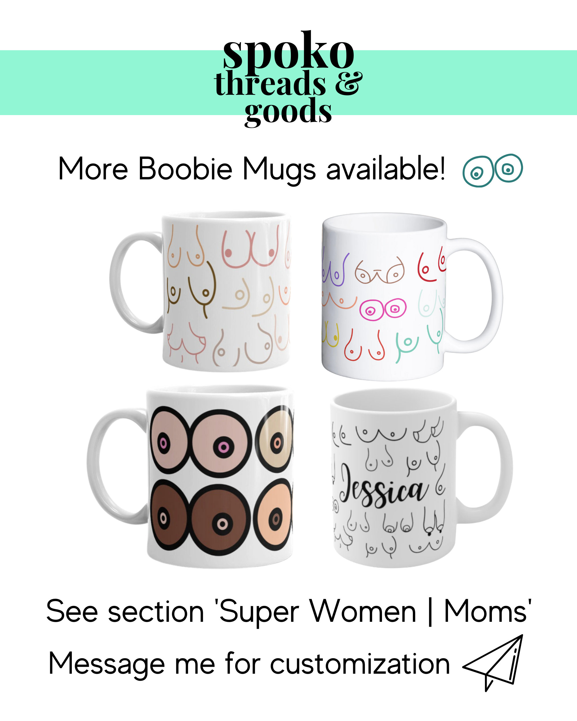 Boobie Mug Boobs Mug Personalized Breast Mug Customizable - Etsy UK