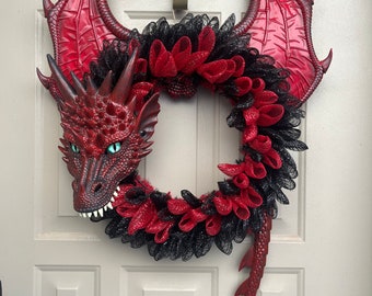 Dragon Wreath, Dragon Head Wreath, Fantasy Wreath, Renaissance Wreath ...