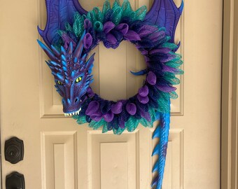Dragon Wreath, Dragon Head Wreath, Fantasy Wreath, Renaissance Wreath ...