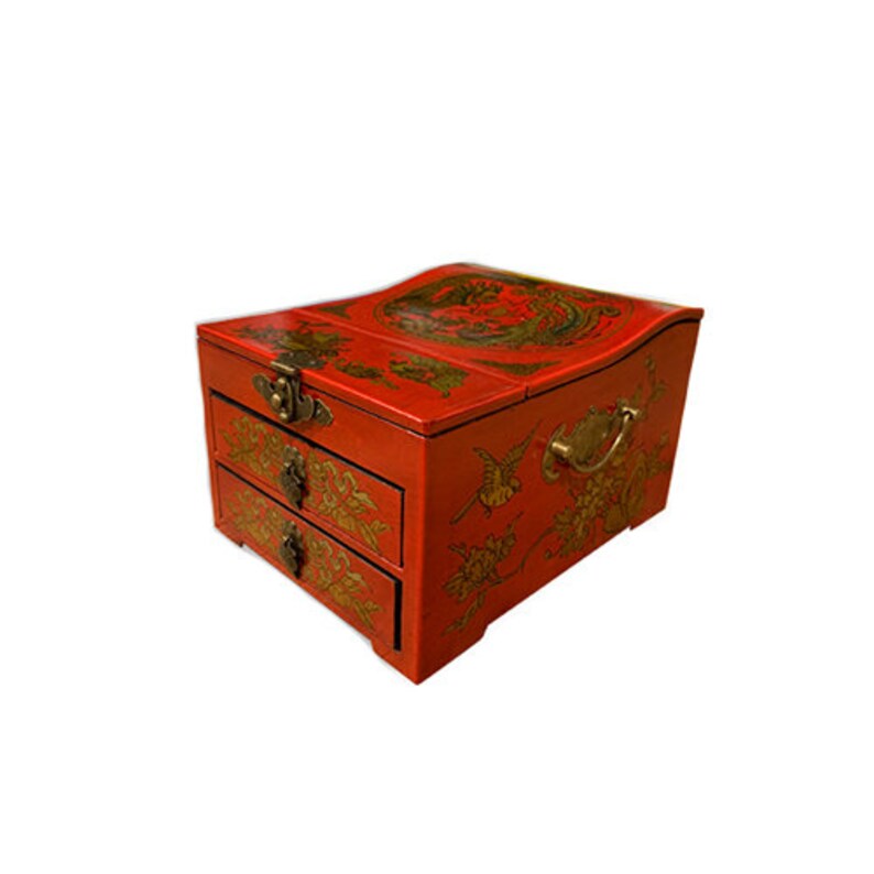 Asian Oriental Red Dragon Phoenix Jewelry Box - Etsy
