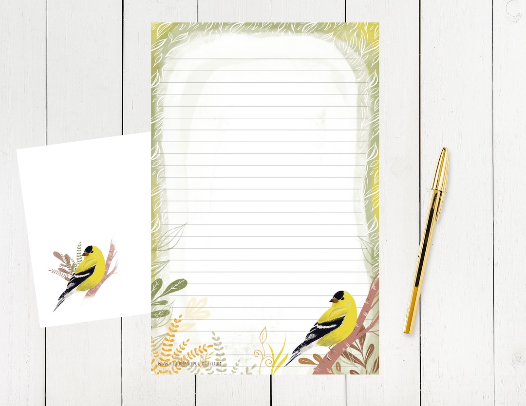 Goldfinch Bird Snail Mail Penpal Goldfinch Writing Paper Set - Etsy