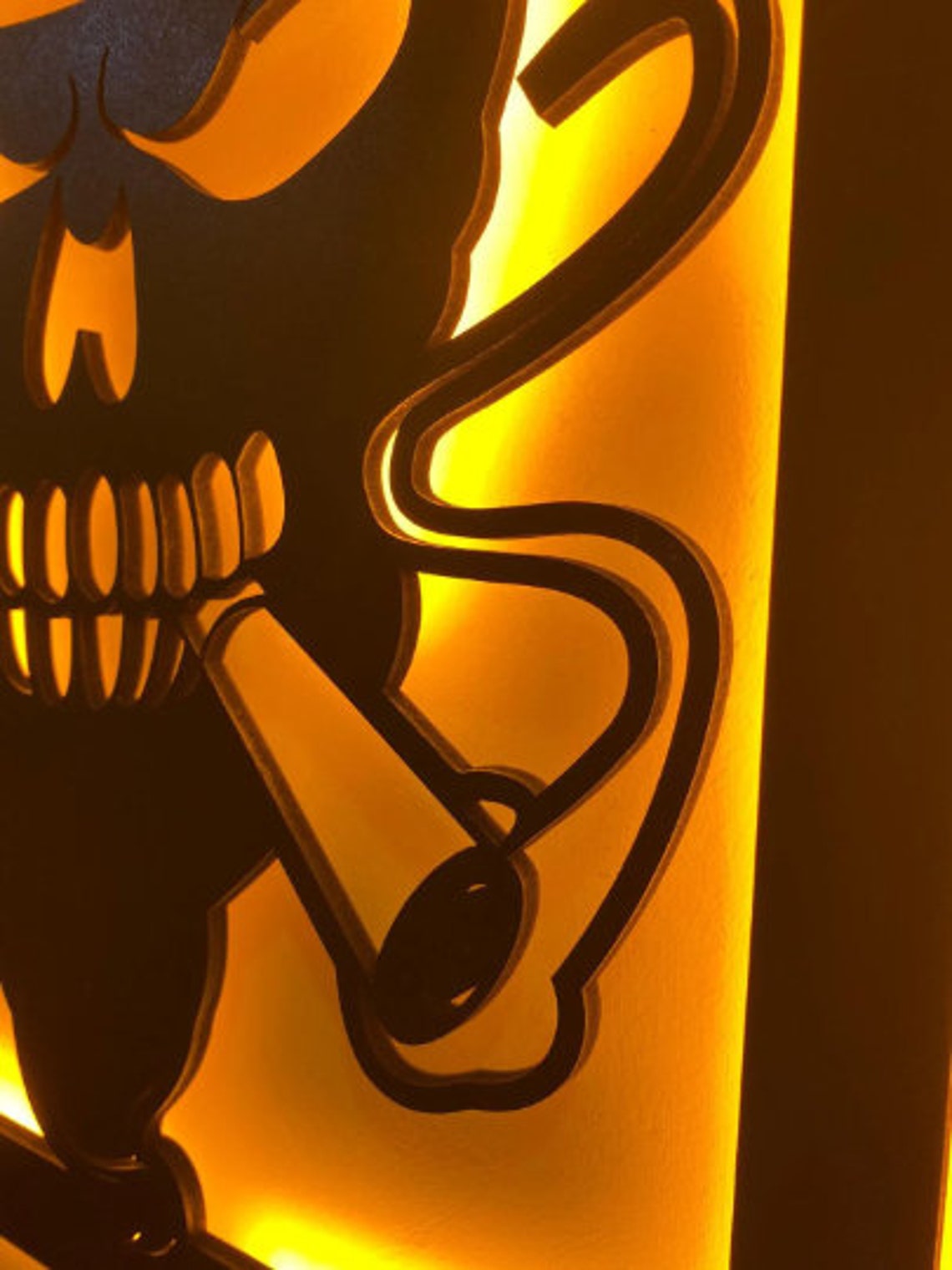 Harley Davidson Wall Artlighted Harley Davidson Skullbirhday Etsy