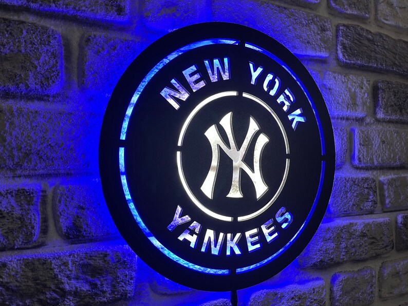 Newyork Yankeeslighted Wall Decorhome Artny Logo Signmlb - Etsy