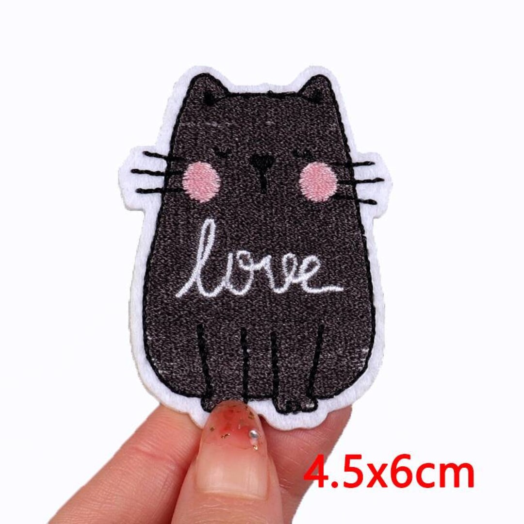 Cat Love Embroidery Design Iron on Patch Decorative Badge Embroidery Gift Garment Applique ...