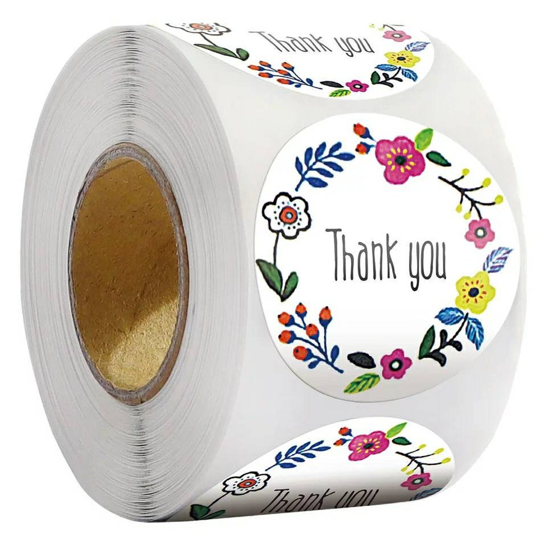 1.5 Inch Big Size Thank You Stickers Tags Floral Labels Sealing ...