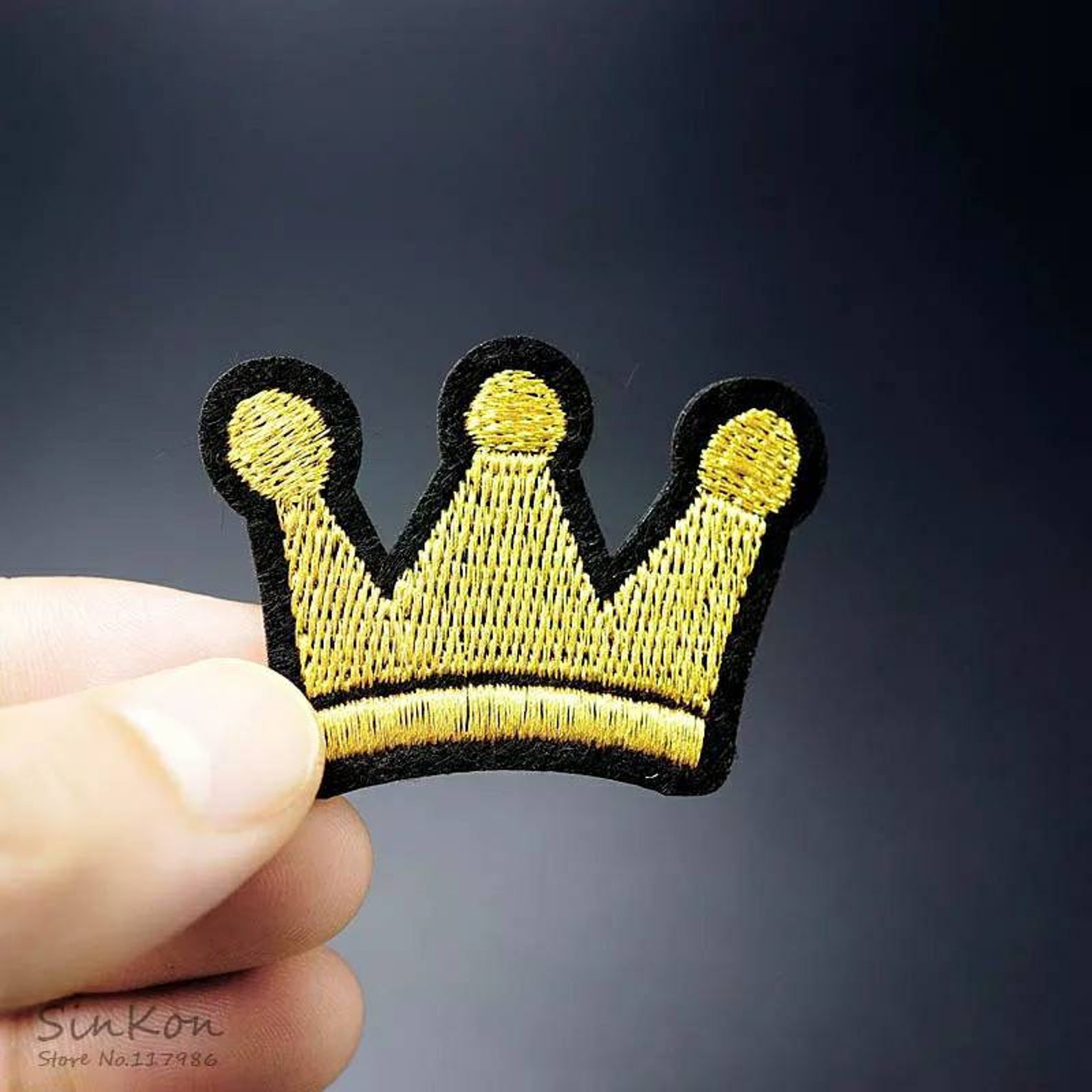 Gold Crown Patch Crown Embroidery Iron on Badge Embroidered - Etsy