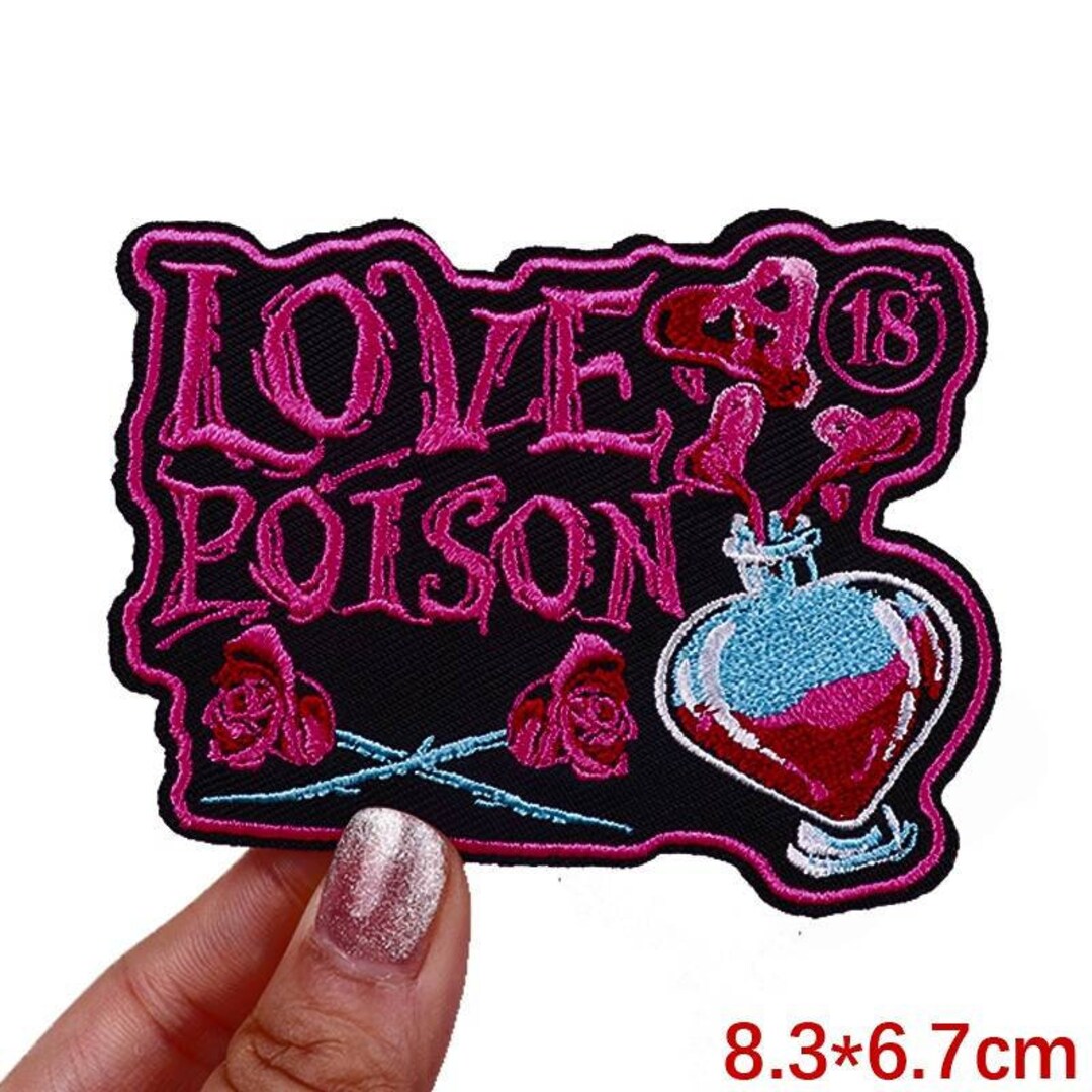 Love Poison Embroidery Message Letters Iron on Patches Thermo Transfer ...