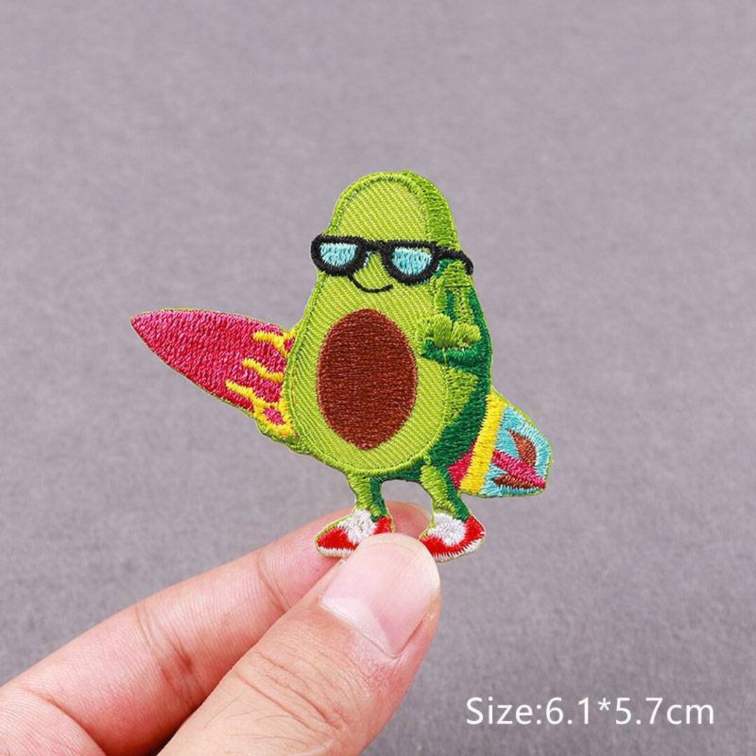 Funny Avocado Embroidery Design Green Embroidery Iron on Patches Thermo Transfer Decorative ...
