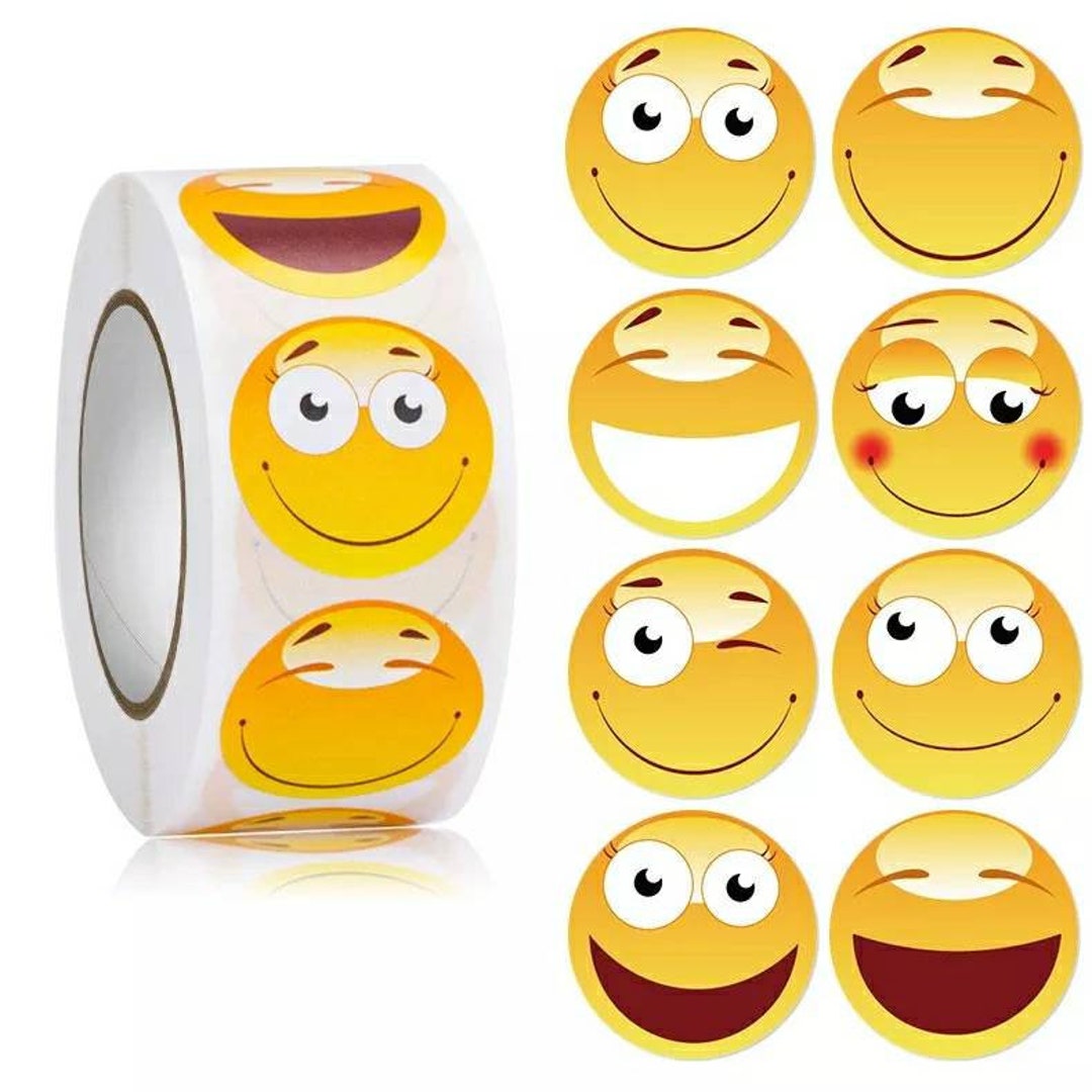1inch Smiley Emoji Stickers Reward Labels Teachers School Games Kids ...