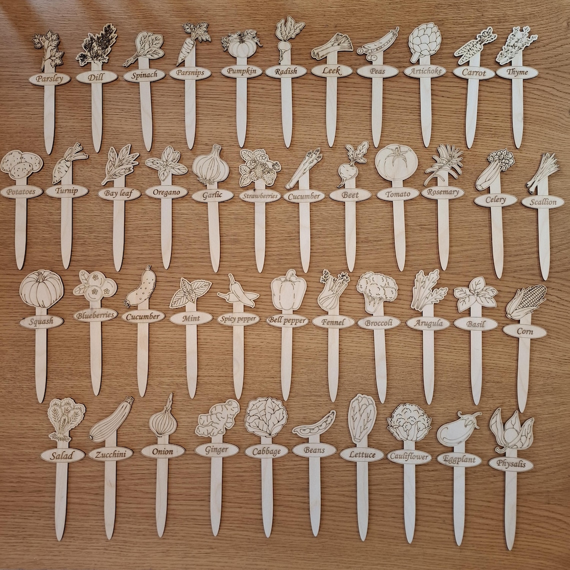 Laser Cut Garden Marker Set: Vegetable Plant Stakes SVG (digital ...