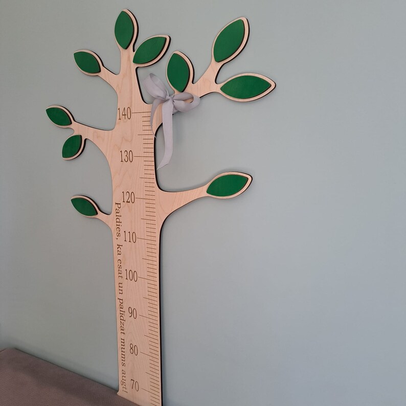 Laser Cut Ruler Growth Chart Tree - Height Chart Metric Wall Art for ...