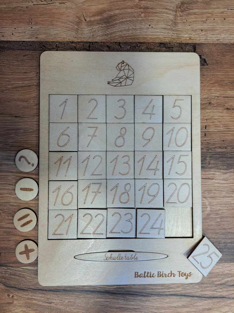 Laser Cut Schulte Table Montessori Game: Math Puzzle SVG (digital ...