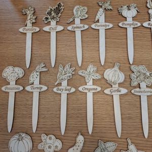 Laser Cut Garden Marker Set: Vegetable Plant Stakes SVG (digital ...