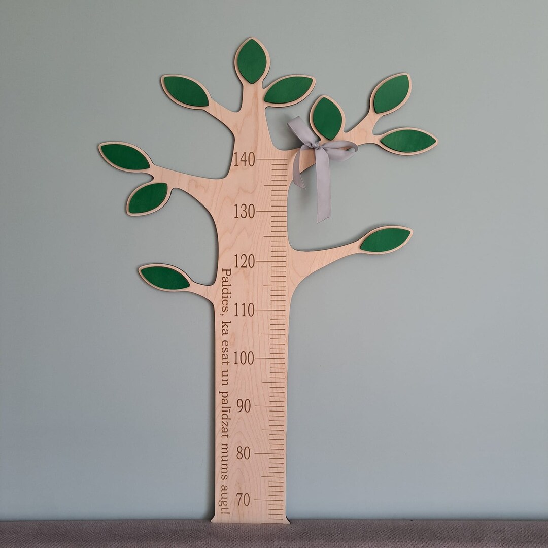 Laser Cut Ruler Growth Chart Tree - Height Chart Metric Wall Art for ...